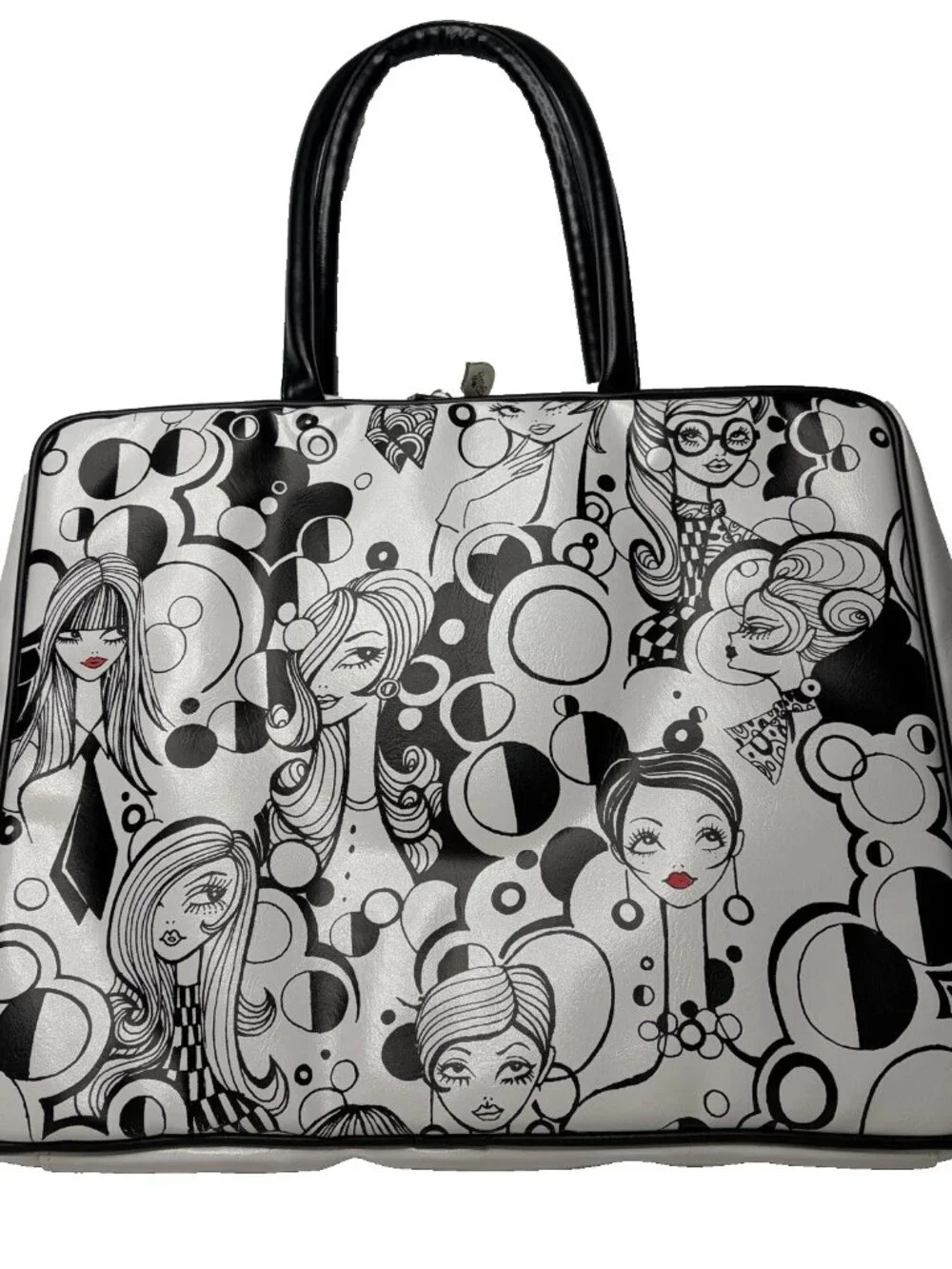 Miss Fluff | Bags | Miss Fluff Zip Laptop Tote Bag Black White Graphic ...